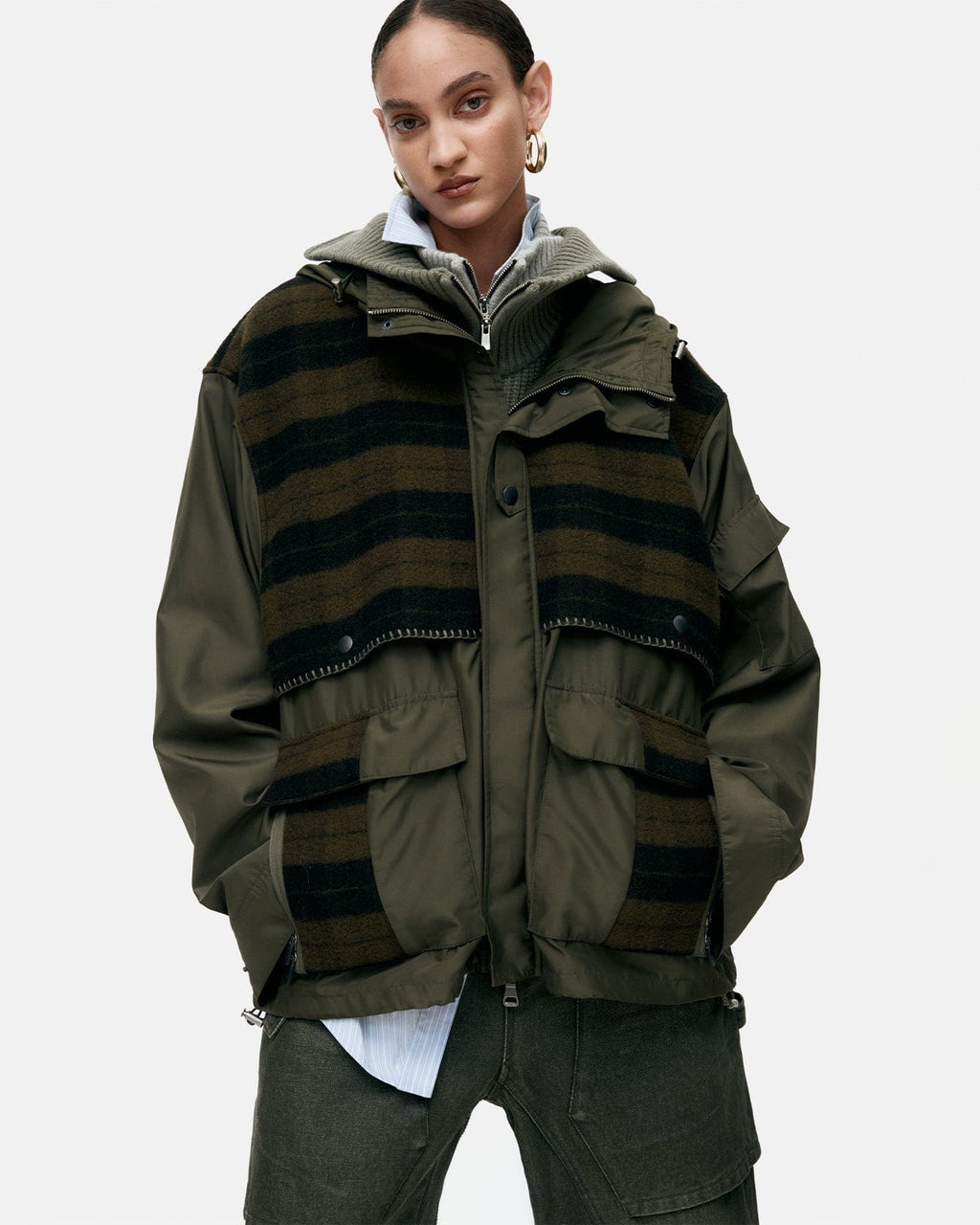 UNISEX CHECK LAYERED JUMPER awa717u(KHAKI) – Andersson Bell