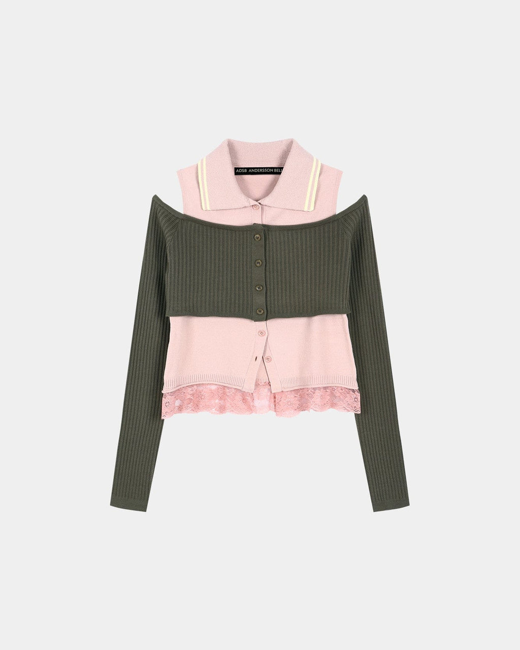 [5/6 Scheduled Delivery] LAYERED OFF-SHOULDER COLLAR TOP atb1481w(KHAK ...