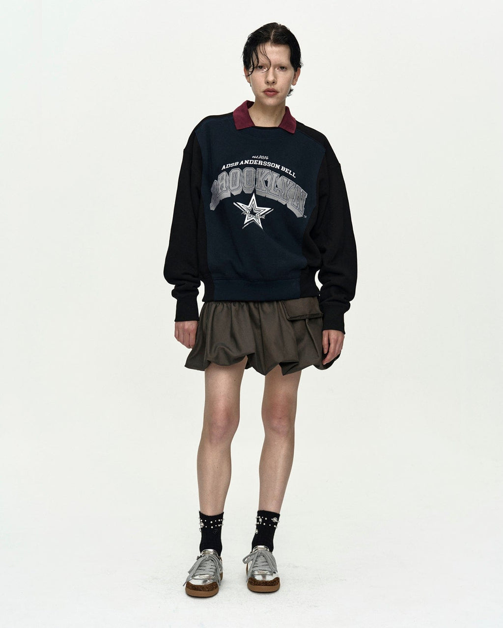 UNISEX ARCH LOGO LAYERED SWEATSHIRT atb1426u(BLACK/NAVY) – Andersson Bell