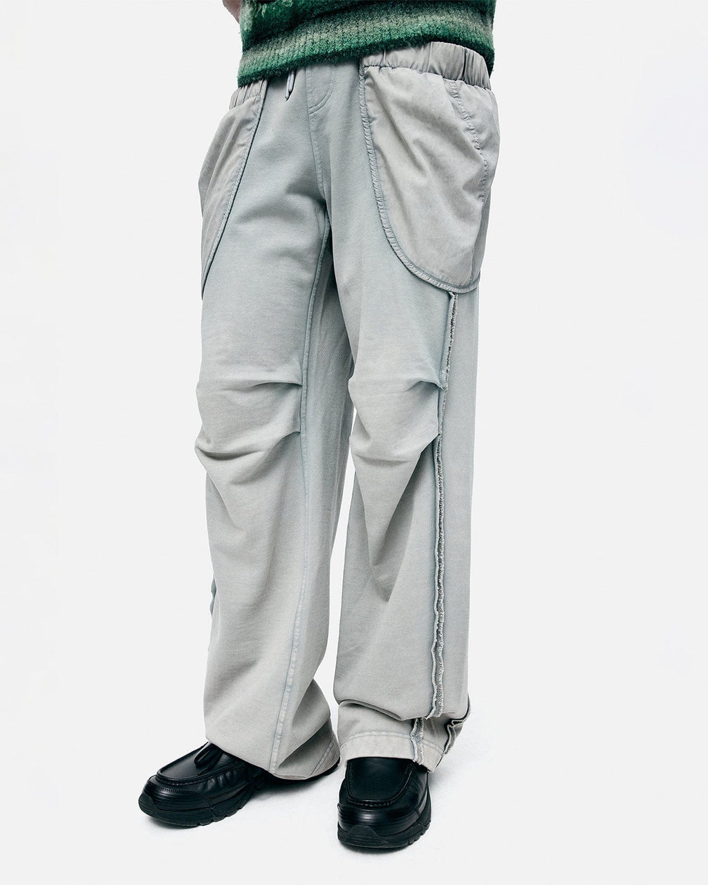 UNISEX LAYERED WIDE-LEG SWEATPANTS apa852u(GREY) – Andersson Bell